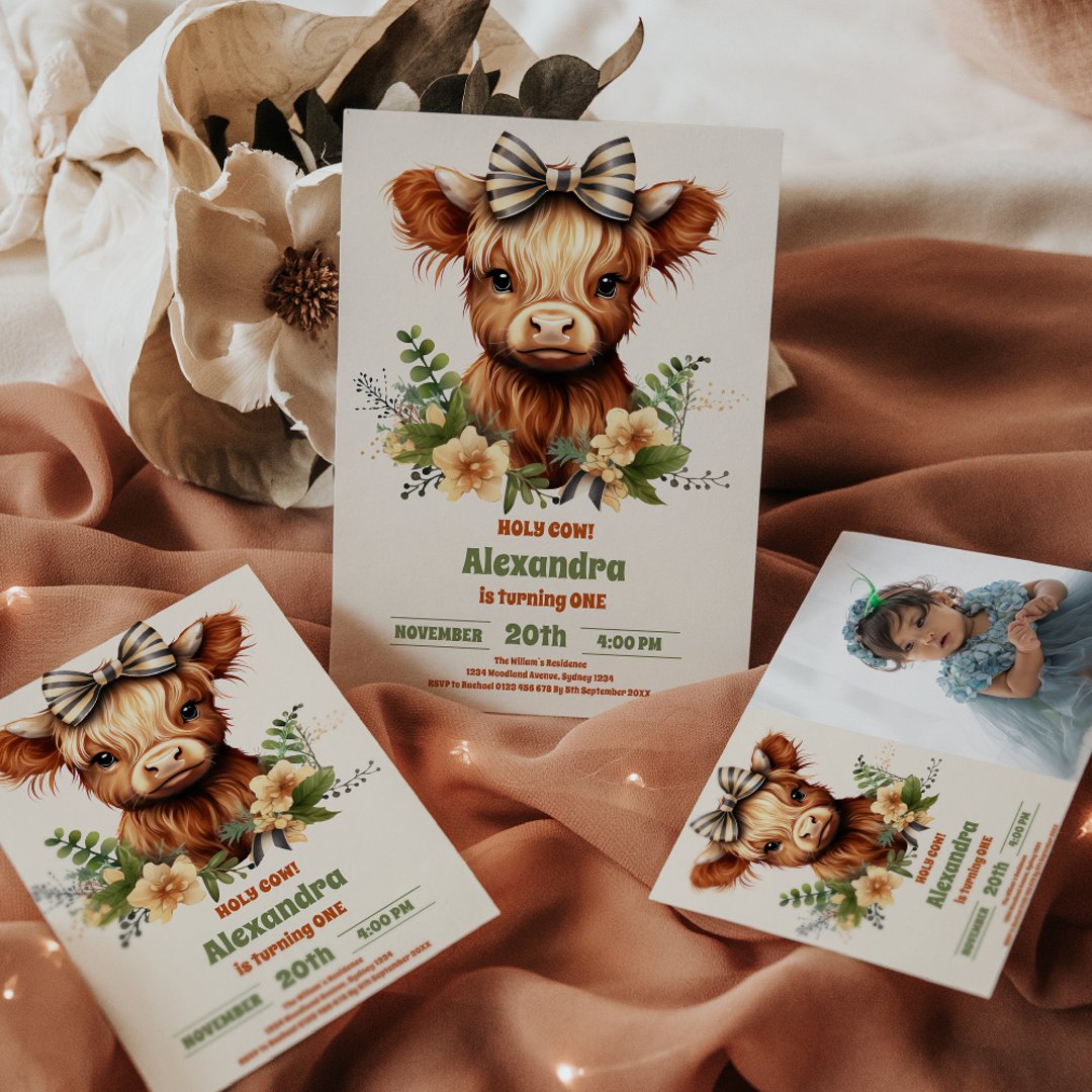 Farm Holy Cow Highland 1st Birthday Paper Plates | Zazzle