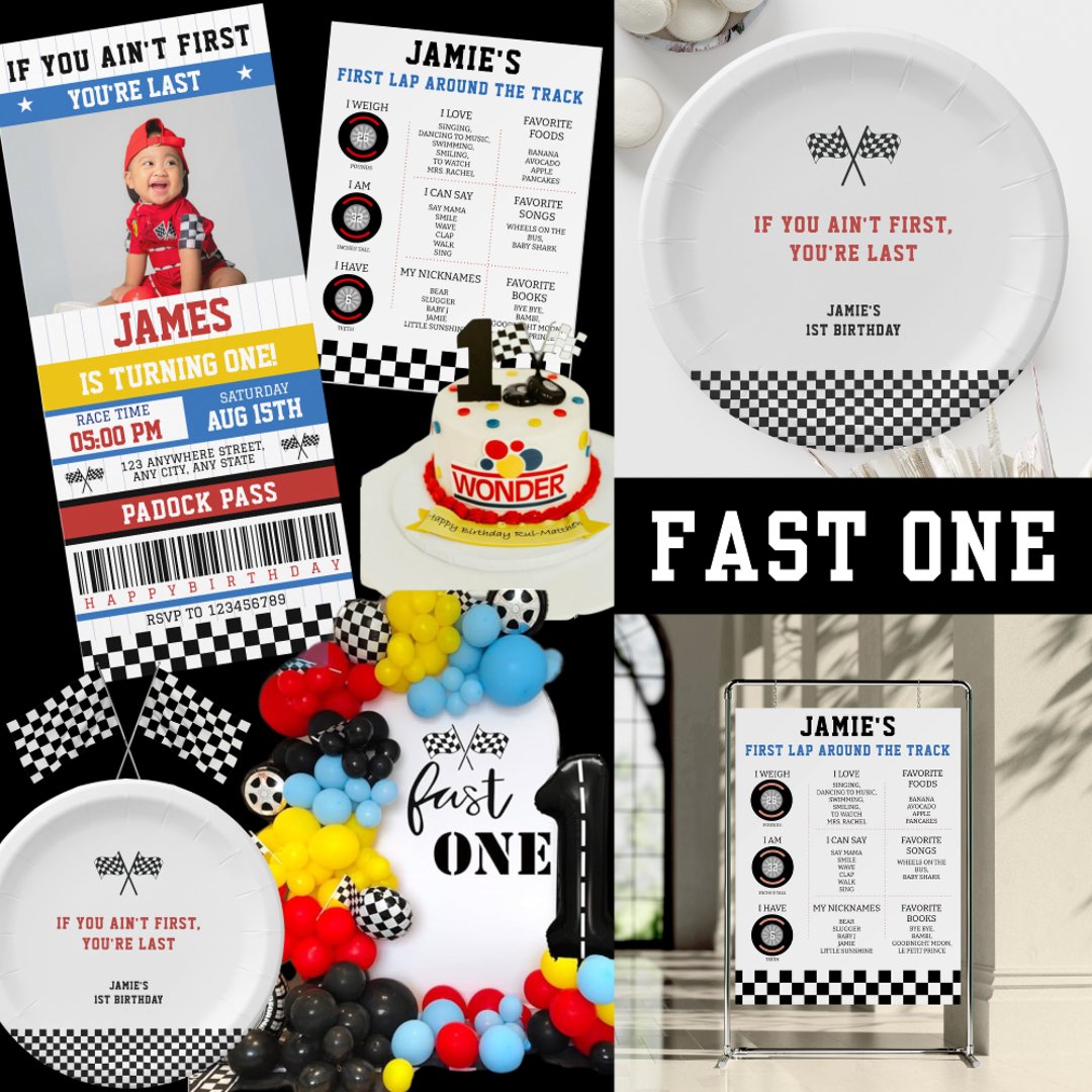 If you ain't first you're last Racing 1st Birthday Invitation | Zazzle