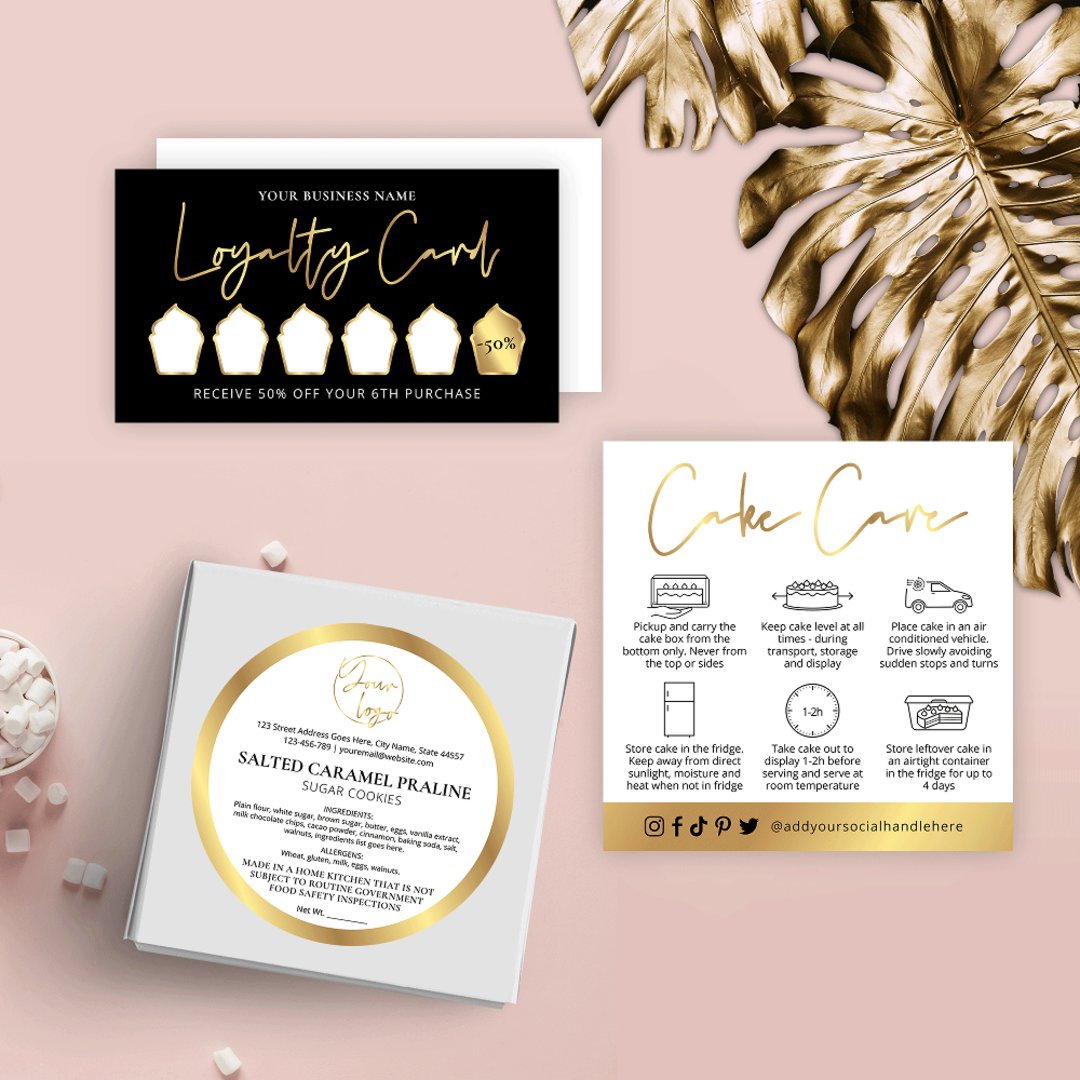 White & Gold Logo Luxury Modern Bakery Ingredients Classic Round ...