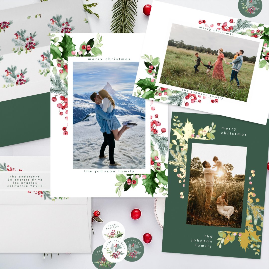 Simple Modern Christmas Alternate Greeting Photo Holiday Card | Zazzle