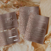 Budget Rose Gold Glam Glitter Wedding Invitation | Zazzle