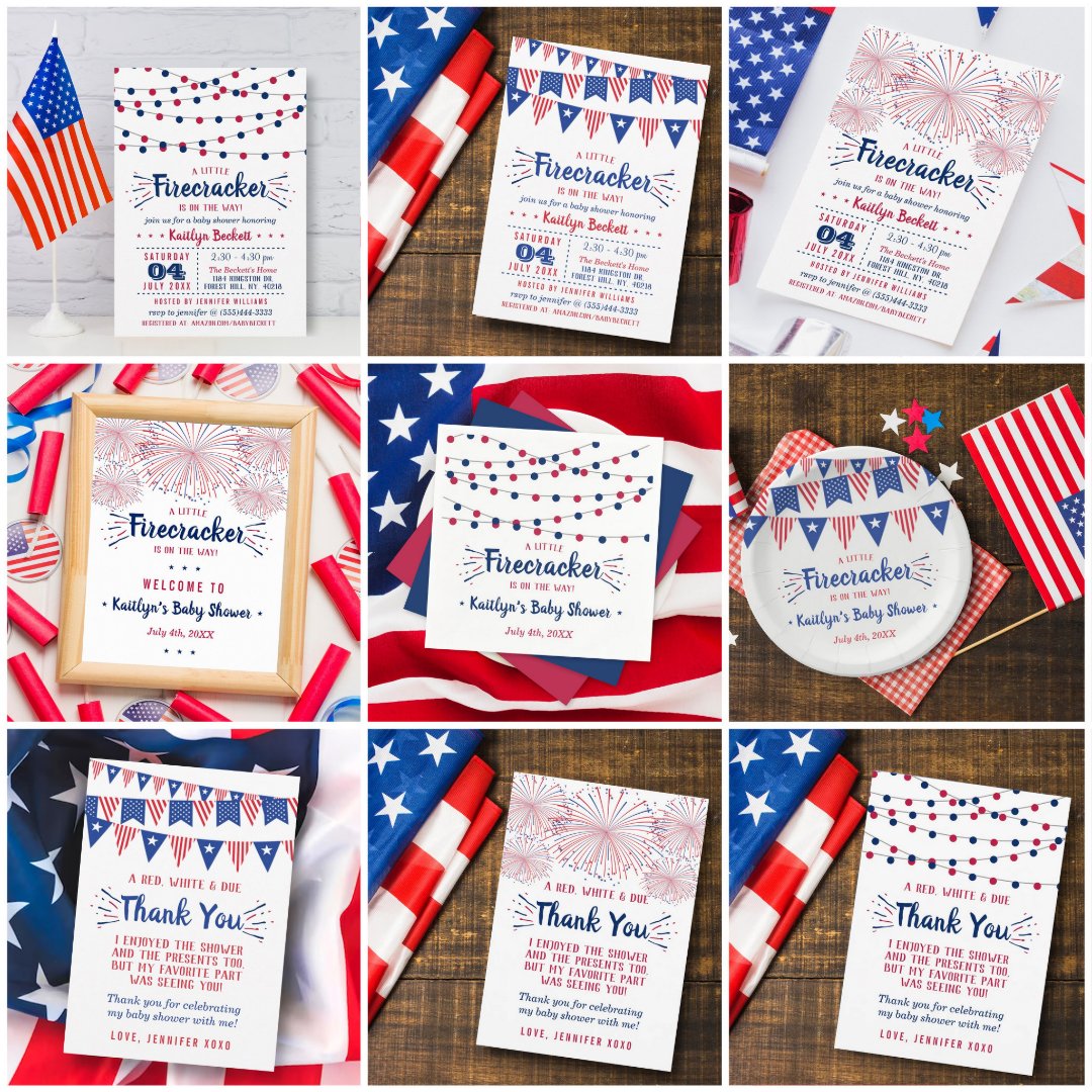 Firecracker On The Way! 4th Of July Baby Shower Invitation | Zazzle