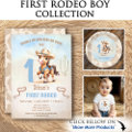 First Rodeo Western Cowboy Horse 1st Birthday Invitation | Zazzle