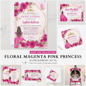 Magenta Hot Pink Gold Floral Princess Tiara Favor Gift Tags | Zazzle