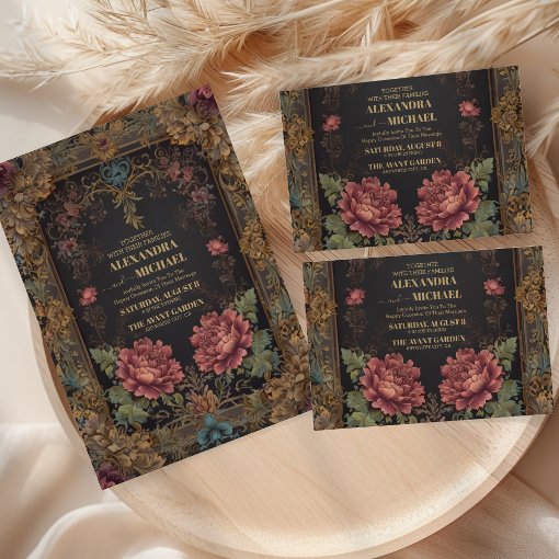 Floral Victorian Gothic Wedding Invitation | Zazzle