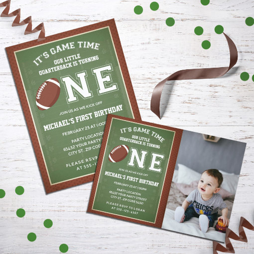 Football First Birthday Party Invitation | Zazzle