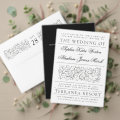 Formal Scrolling Leaves Black and White Wedding Invitation | Zazzle
