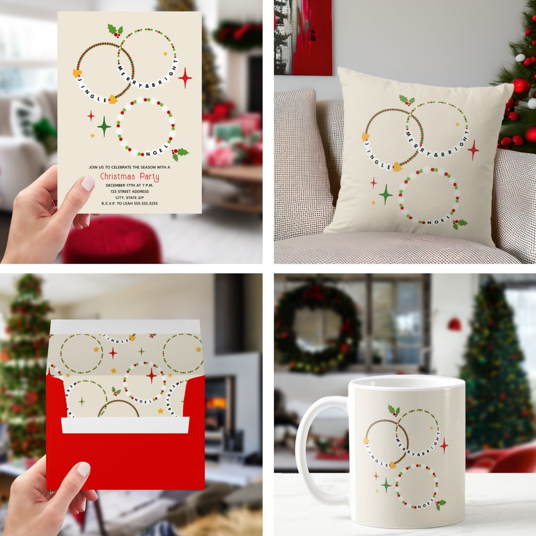 Friendship Bracelet Merry And Bright Christmas Classic Round Sticker ...
