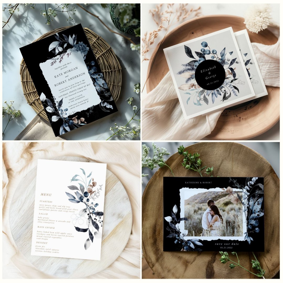 Frosty Winter Floral Wedding Invitation | Zazzle