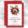 Funny Rudolph Reindeer Christmas Party Invitation | Zazzle