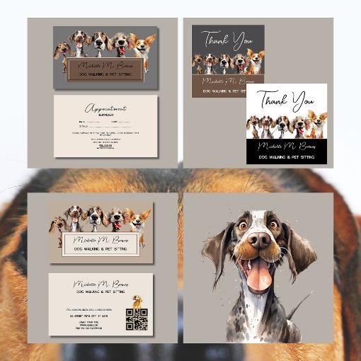 Puppy Dog Walker Sitter QR Code Modern Business Card | Zazzle