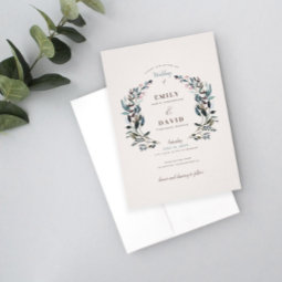 Garden Crest | Eggshell | Wedding Invitation | Zazzle