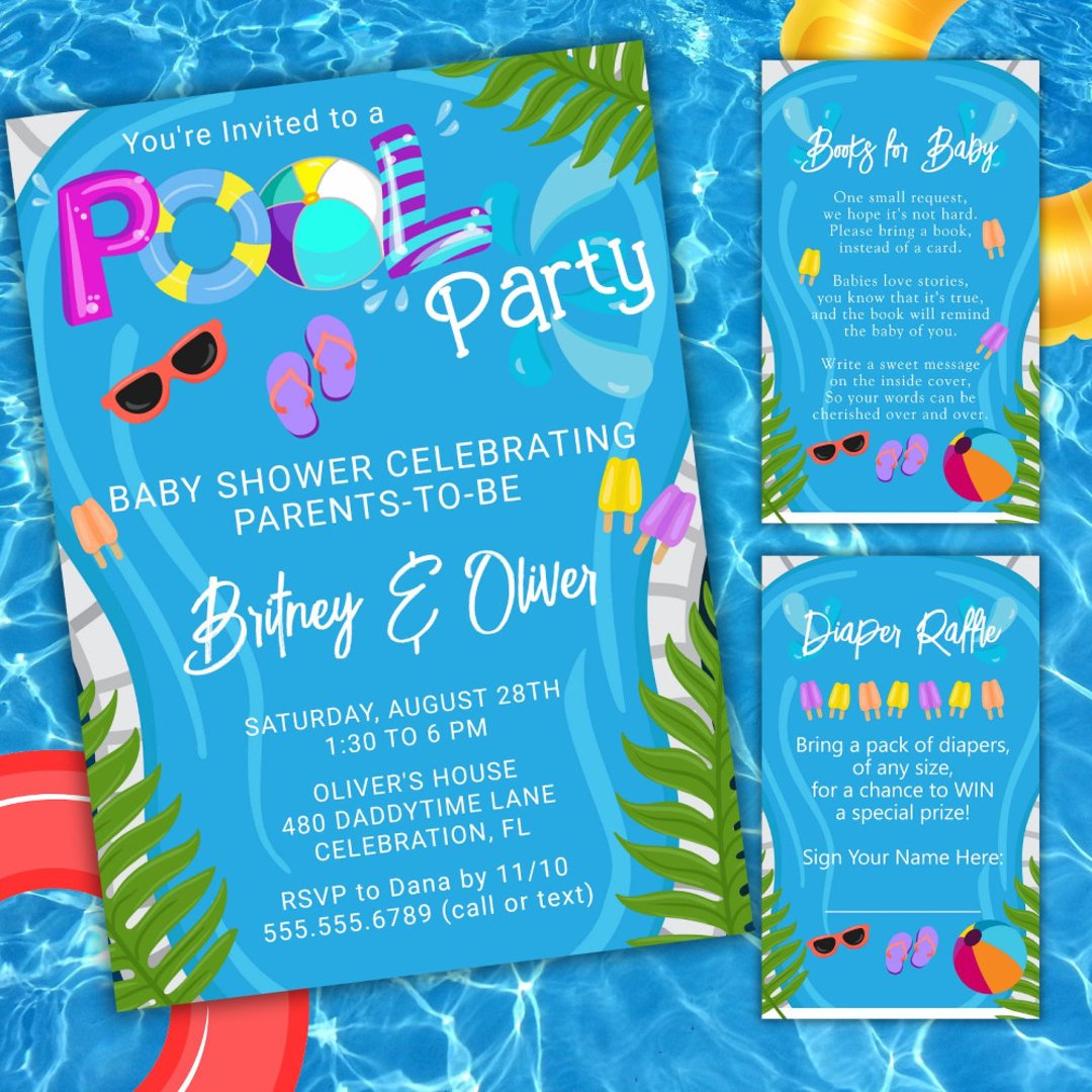 Pool Party Summer Gender Neutral Baby Shower Invitation | Zazzle
