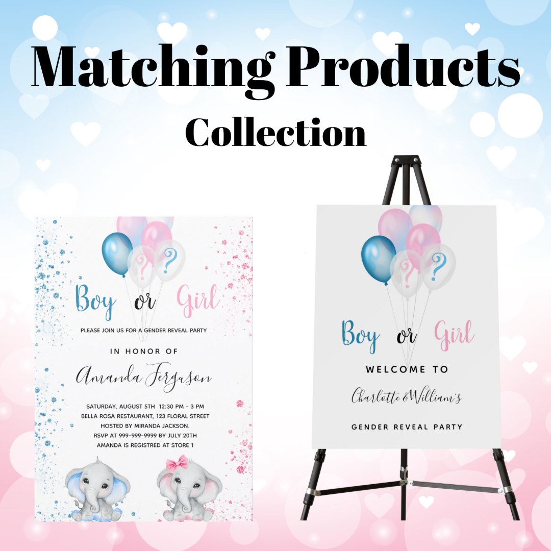 Gender reveal baby shower elephants blue pink invitation | Zazzle