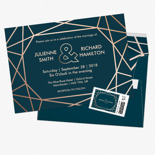 Modern Geometric Diamond Shaped Wedding Invitation | Zazzle