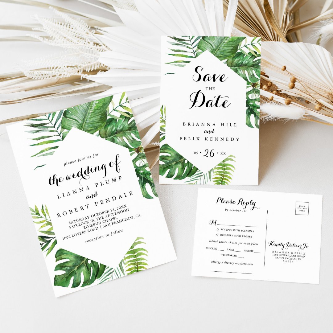 Destination Tropical Greenery Diaper Raffle Ticket Enclosure Card | Zazzle