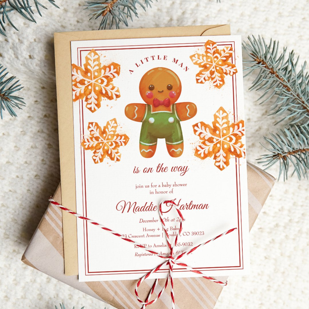 Little Sweetie Gingerbread Christmas Baby Shower Invitation | Zazzle