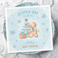Gingerbread Man Boy Blue Christmas Baby Shower Invitation | Zazzle
