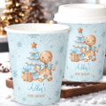 Gingerbread Boy Blue Christmas Baby Shower Digital Poster | Zazzle