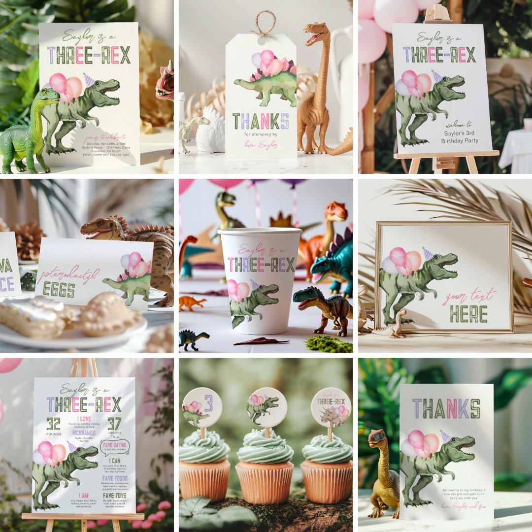 Tea-Rex Birthday Party Invitation | Zazzle