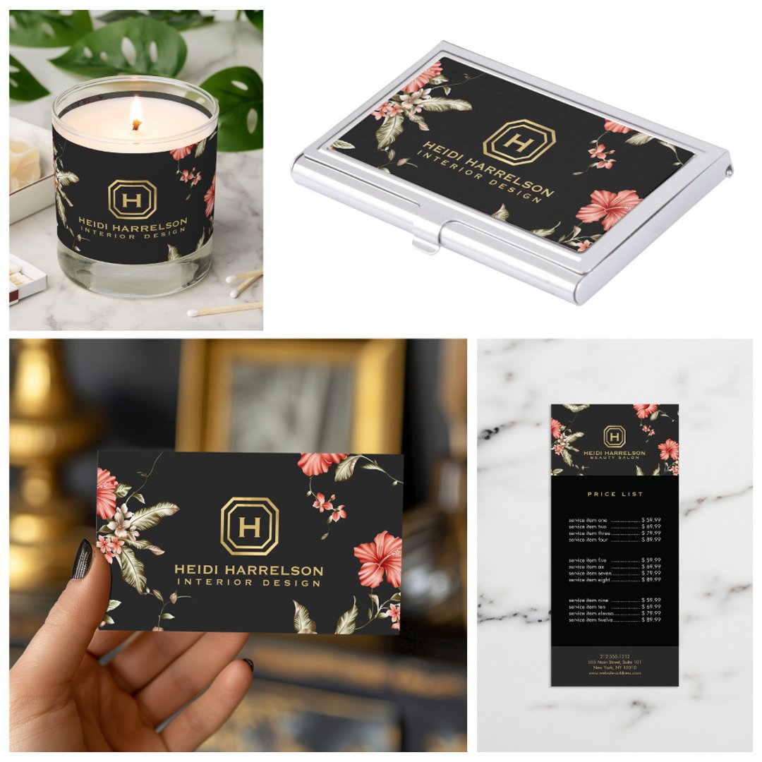 Glam Box Logo Monogram on Pink Designer Business Card | Zazzle