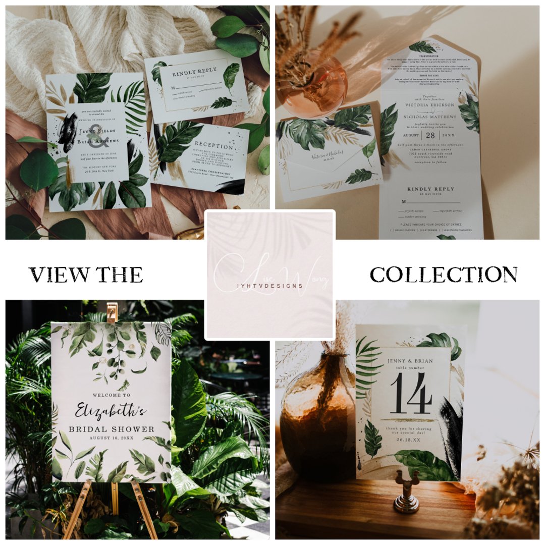 Tropical Greenery | All in One Wedding Invite | Zazzle