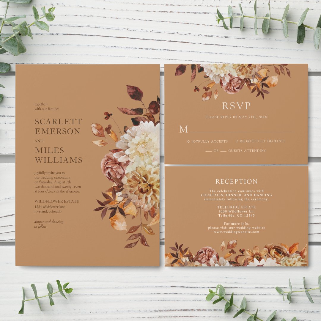 Gold Photo Fall Wedding Invitation | Zazzle