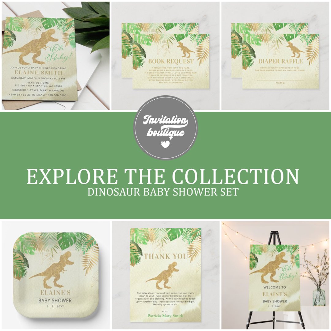 Watercolor Dinosaur Gender Neutral Baby Shower Invitation | Zazzle