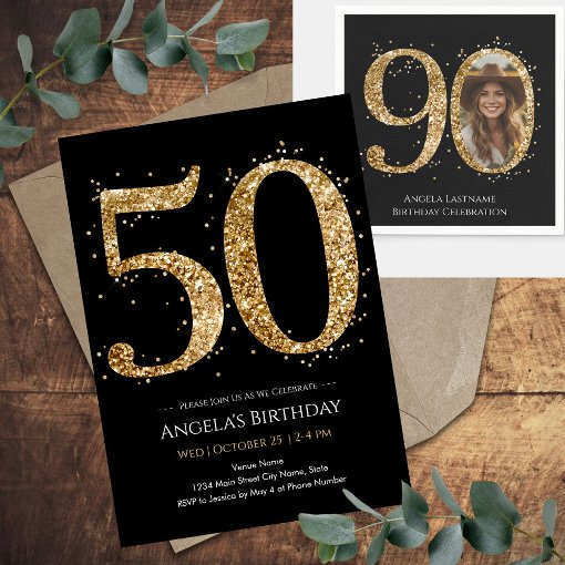 90th Birthday Centerpieces For Tables 10-Pack Gold Glitter 90th ...
