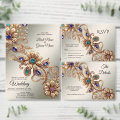 Elegant Gold Jewel Flowers Save The Date | Zazzle