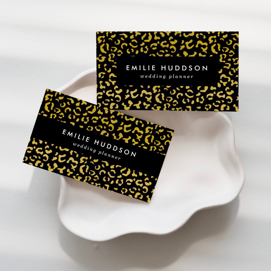 Gold Leopard, Gold Glitter, Leopard Pattern Business Card | Zazzle