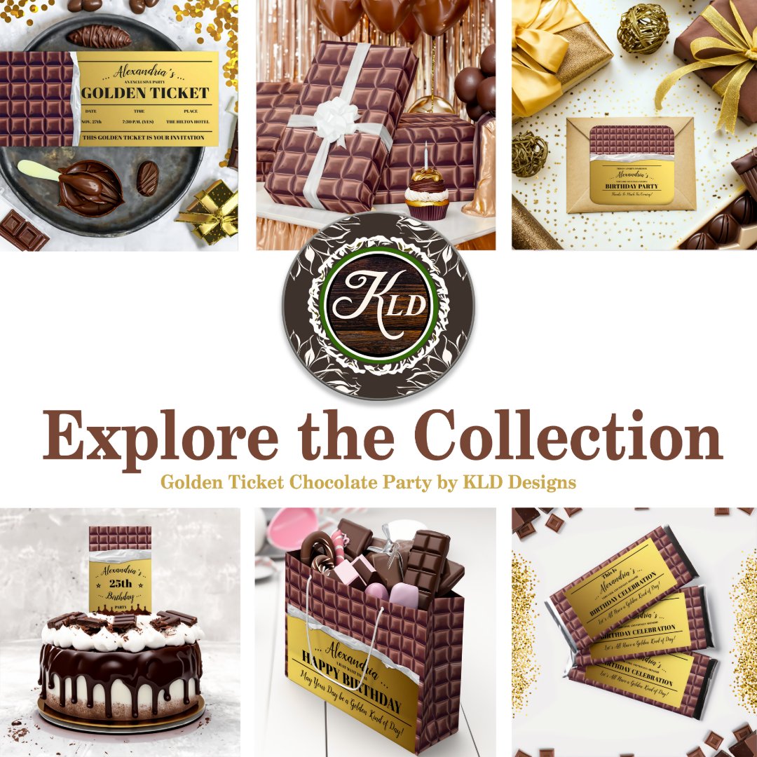 Personalized Golden Ticket Chocolate Bar Birthday Cake Topper | Zazzle