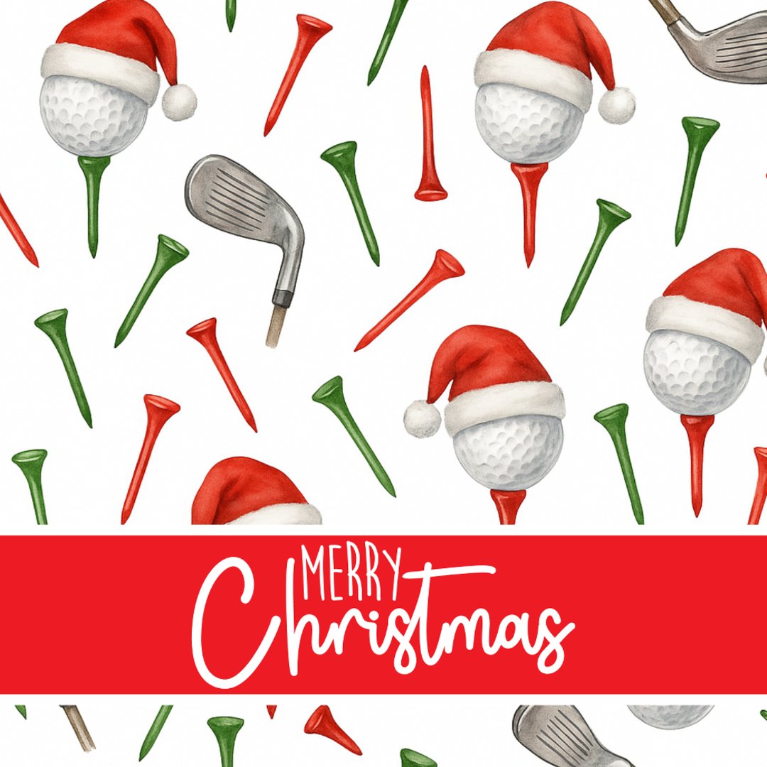 Golf Christmas sticker with golf ball and tee | Zazzle