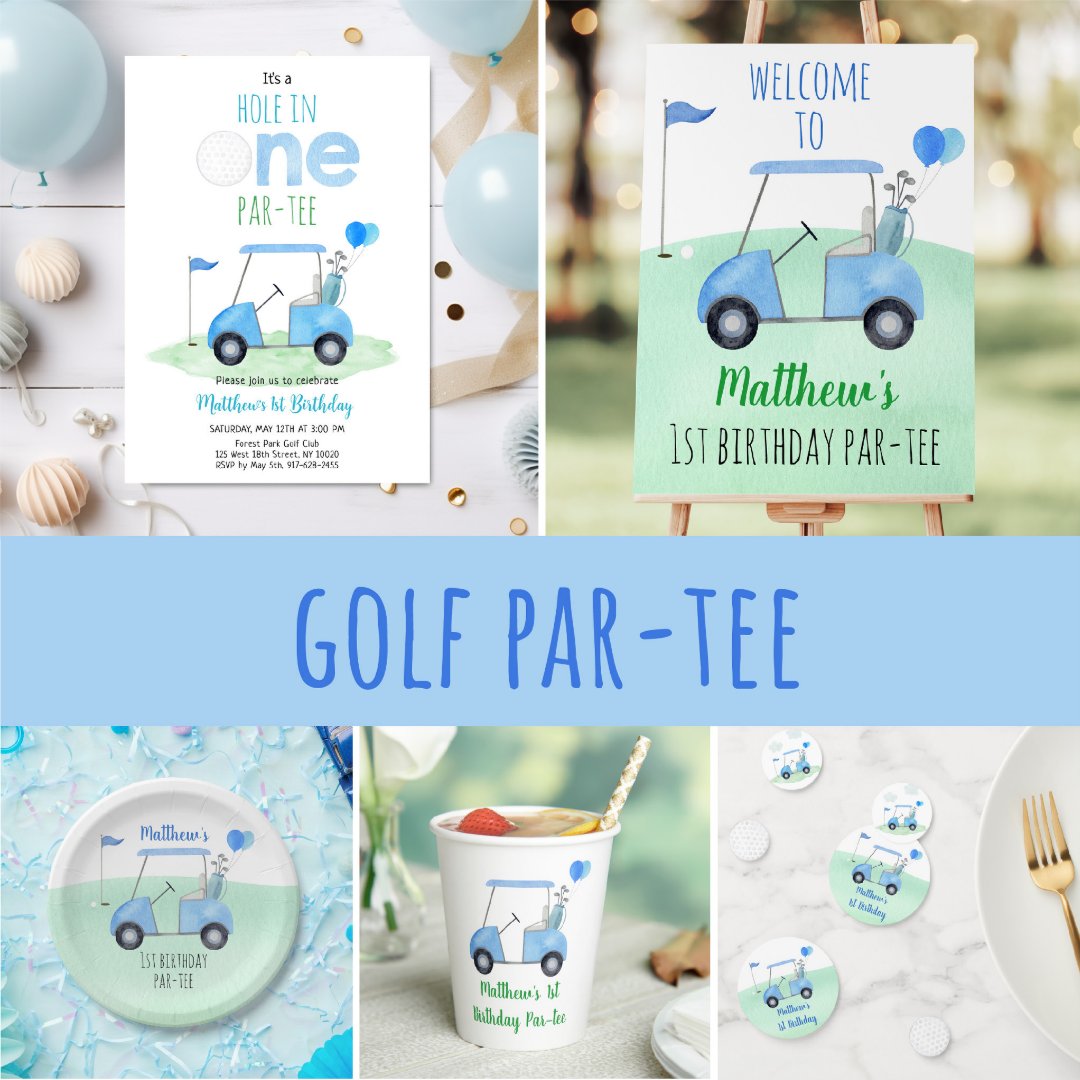 Hole In One Pink Girl Golf First Birthday Invitation | Zazzle