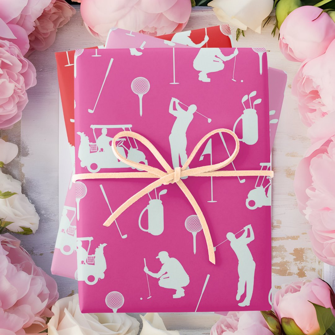 Pink roses and golf ball invitation | Zazzle