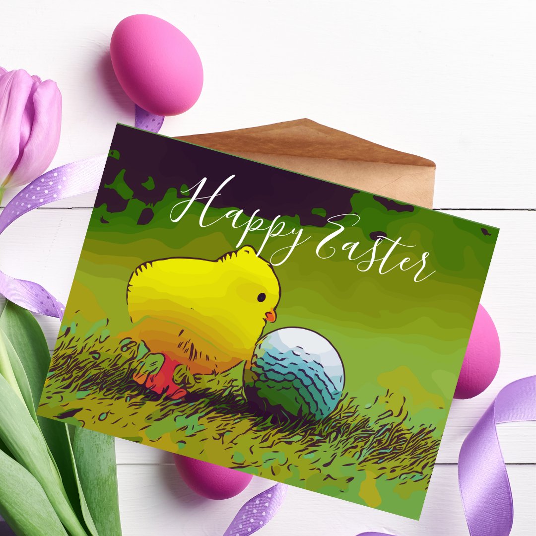 Golf Happy Easter to golfer with golf ball & egg Postcard | Zazzle