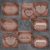 Gothic Black & Rust Filigree Heart QR Code All In One Invitation | Zazzle