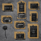 Gothic Black Raven & Black Roses Gold QR Code All In One Invitation ...