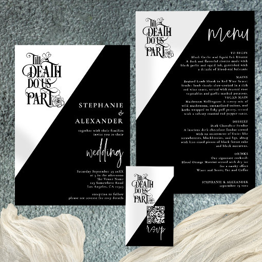 Modern Black White Till Death Do Us Part Wedding I Invitation | Zazzle