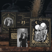 Til Death Skeleton Goth Wedding Registry QR Code Enclosure Card | Zazzle