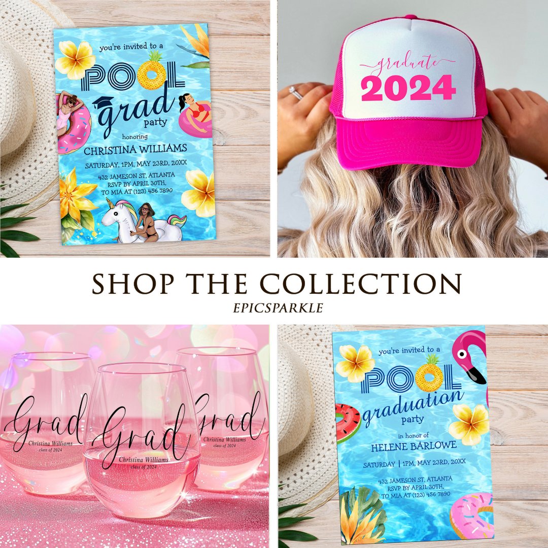 Pool Grad Party High School Senior Graduation Invitation | Zazzle