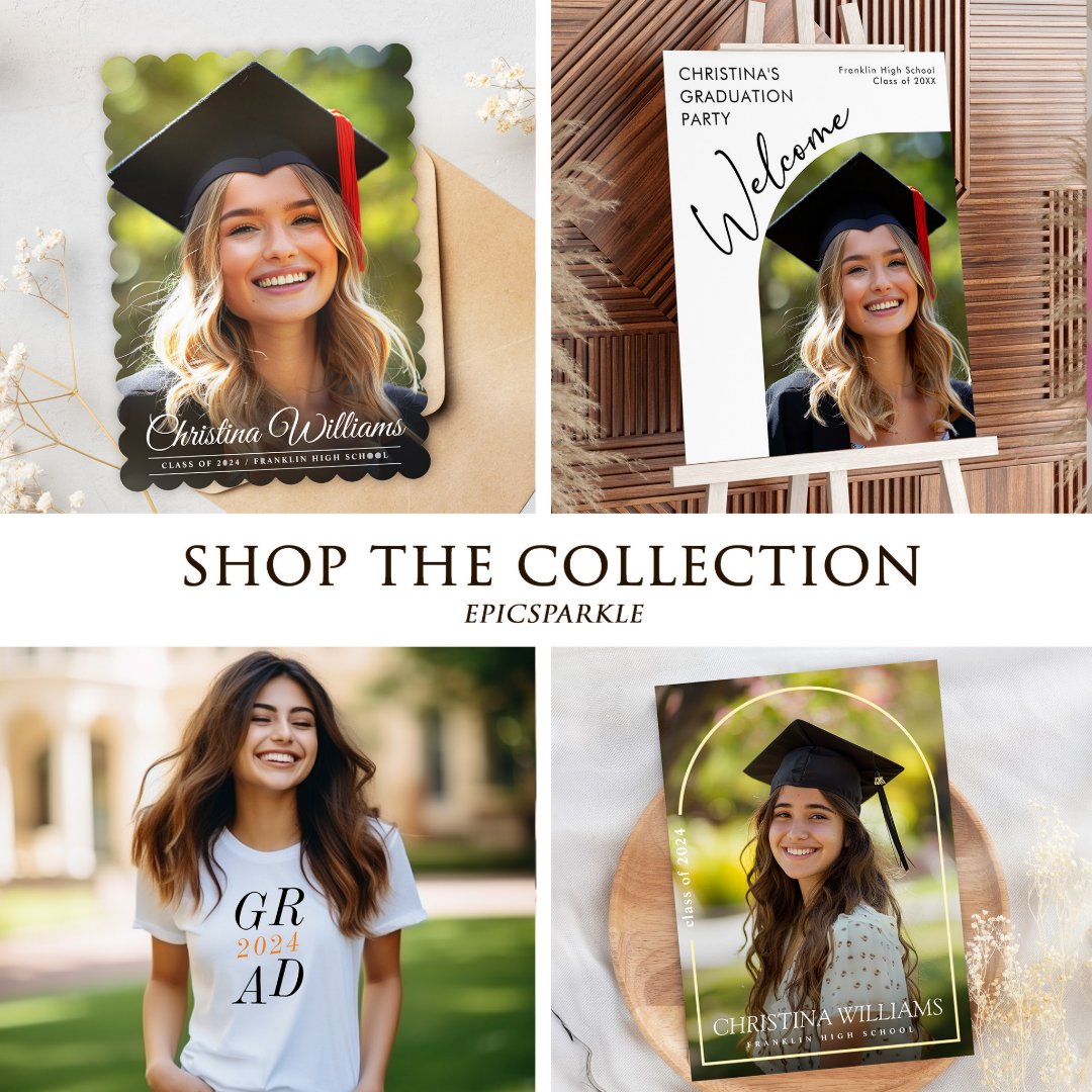 Black White Modern School Senior Graduation Party Invitation | Zazzle