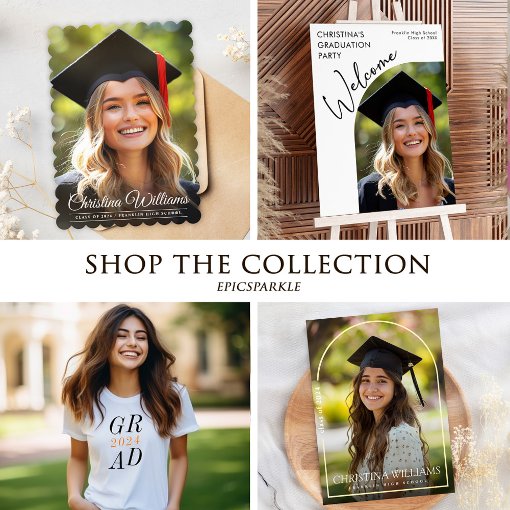 Elegant Senior Grad Party Black White Graduation Invitation | Zazzle