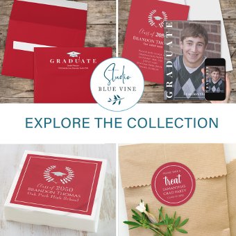 Graduation Photo Calligraphy Script Cardinal Red Invitation | Zazzle