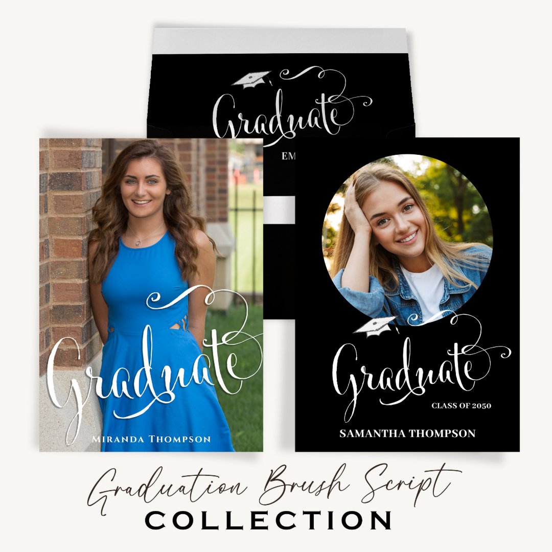 Graduation Party QR Code Gold Modern Typography Enclosure Card | Zazzle