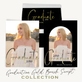Graduate Gold Black Calligraphy Photo QR Code Invitation | Zazzle