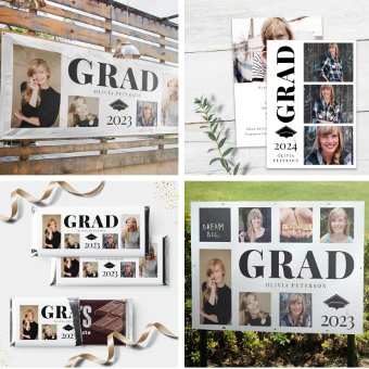 Grad 5 Photo Collage Class of 2023 Graduation Cap Topper | Zazzle
