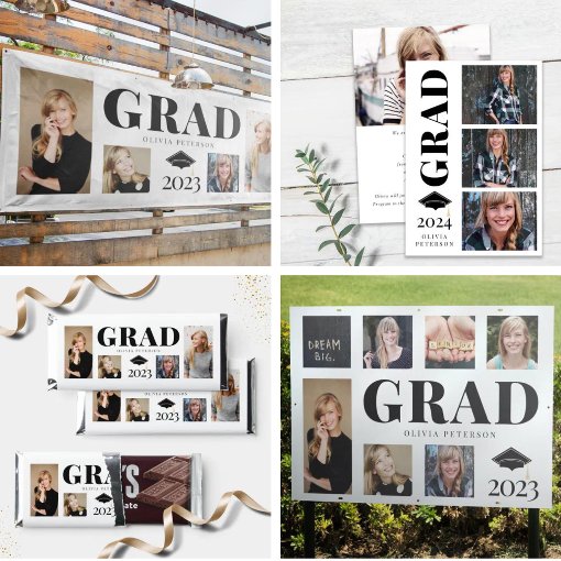 Grad 5 Photo Collage Class of 2023 Graduation Cap Topper | Zazzle