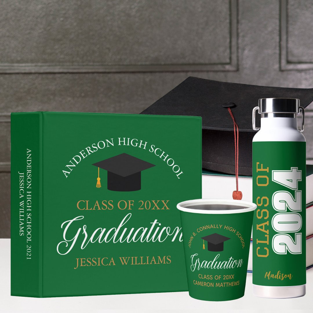Green Gold Graduate Senior Photo Graduation Party Banner | Zazzle