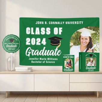 Green Graduate Photo Collage Graduation Square Poster | Zazzle